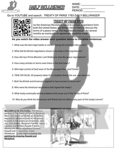 Treaty of Paris 1783 Worksheet | Mysite