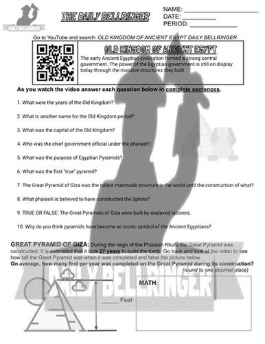 Old Kingdom of Ancient Egypt Worksheet | Mysite