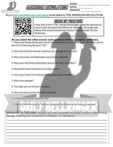 Siege of Yorktown Worksheet | Mysite