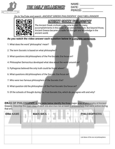 Ancient Greek Philosophy Worksheet | Mysite