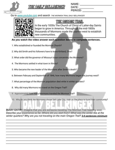 The Mormon Trail Worksheet | Mysite