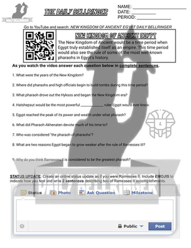 The New Kingdom of Ancient Egypt Worksheet | Mysite