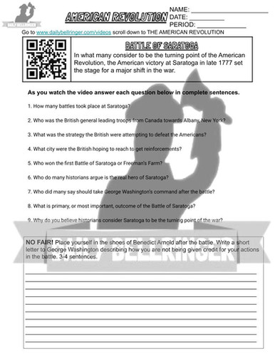 Battle of Saratoga Worksheet | Mysite