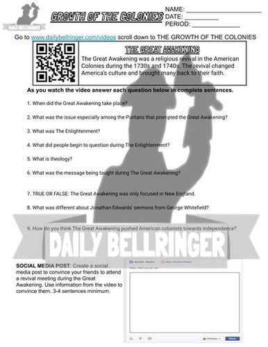 The Great Awakening Worksheet | Mysite