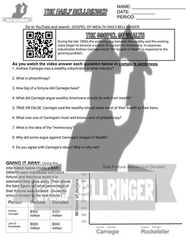 The Gospel of Wealth Worksheet | Mysite