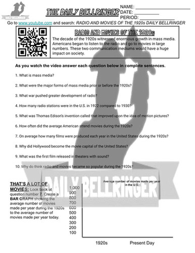 Radio and Movies of the 1920s Worksheet | Mysite