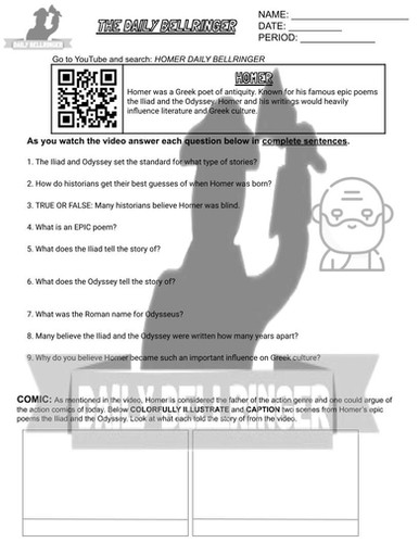 Homer Ancient Greece Worksheet | Mysite