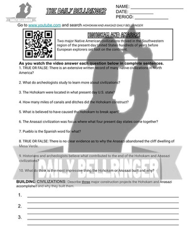 Hohokam and Anasazi Worksheet | Mysite