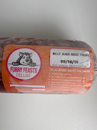 Furry Feasts Deluxe Beef & Beef Tripe 80/10/10 Complete ~ 500g | RawKings