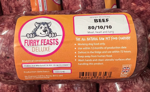 Furry Feasts Deluxe SP Beef 80/10/10 Complete ~ 500g | RawKings