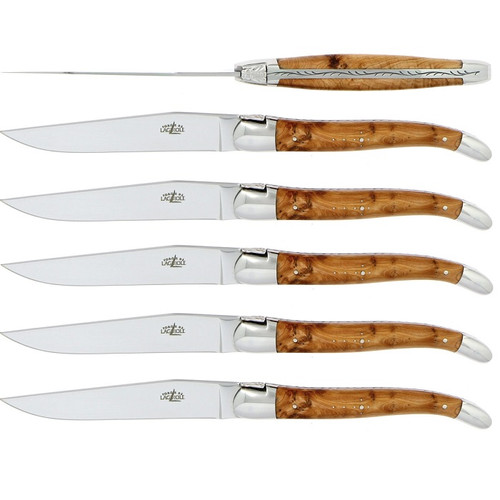 Set of 6 Table knives with Juniper Handles by Forge De Lagiuole ...
