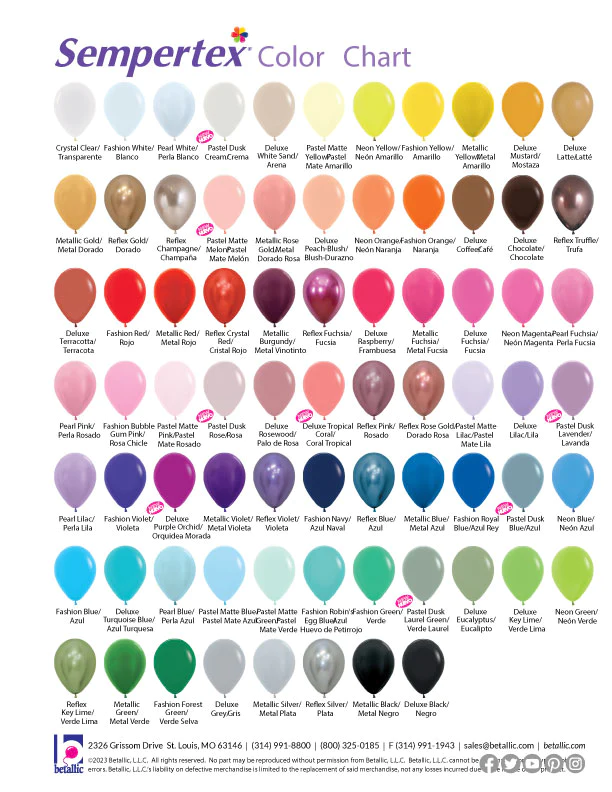 Color Options | BellissimoBalloonCo