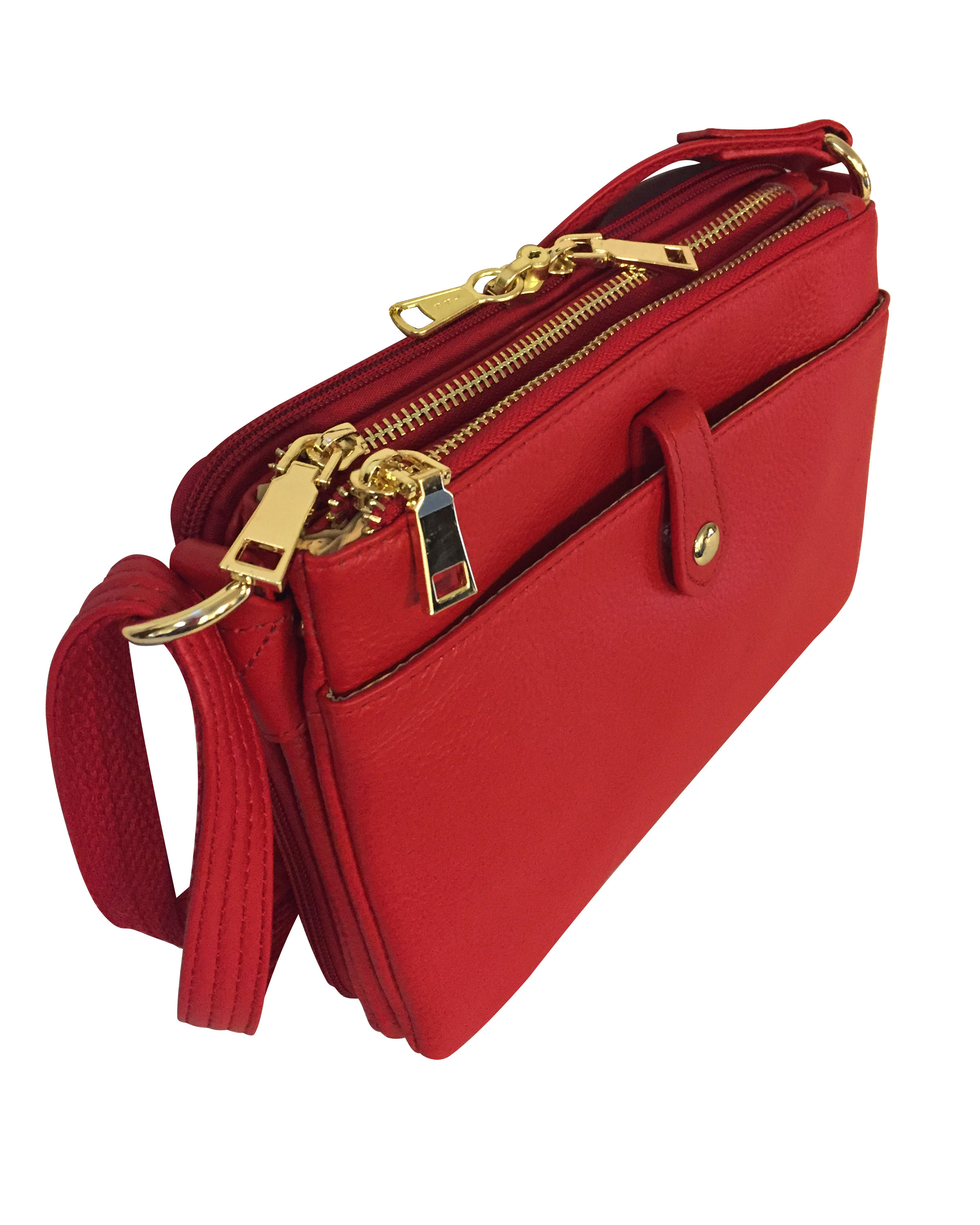 Front Clasp Leather Compact Purse | Romagunbags