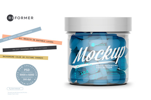 Plastic Jar with Tablets Mockup | Reformer Mockup