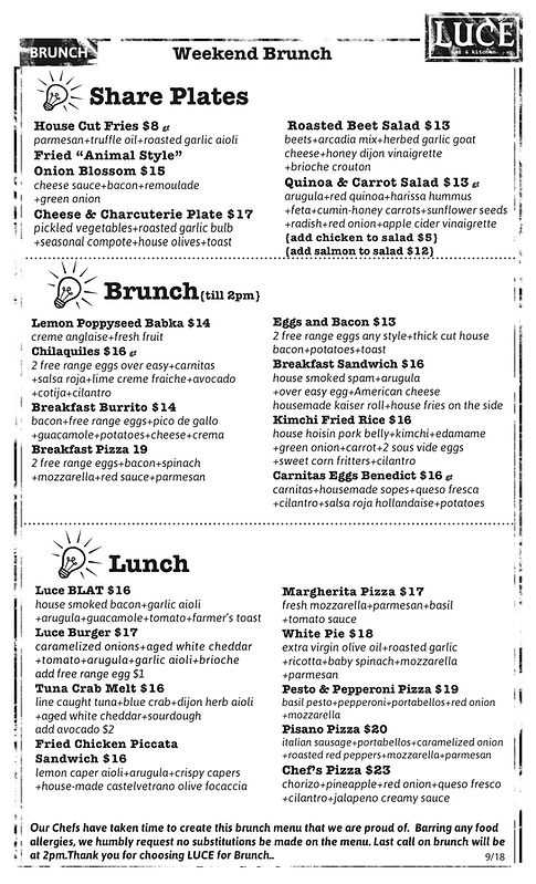 Menu | luce-san-diego