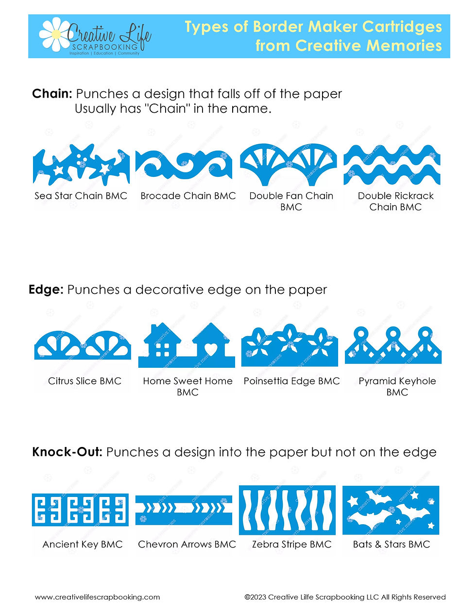 Border Maker Cartridge Guide | Creative Life
