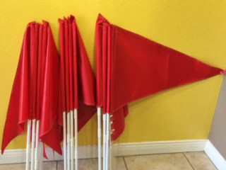 Package of 10 Solid Red Flags and 10 PVC Poles(Ten 3 foot Poles ...