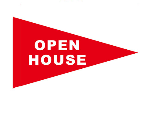 Open House Flag Red with White Letters 19" x 31" | openhouse