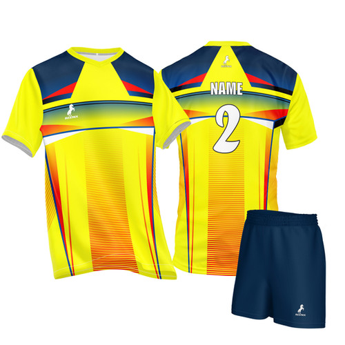 Volleyball Playing Kit Navy-Lemon Yellow Dryfit - Graphic printed CUZ ...