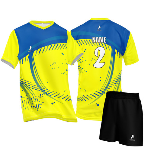 Volleyball Playing Kit Black-Lemon Yellow Dryfit - Graphic printed CUZ ...
