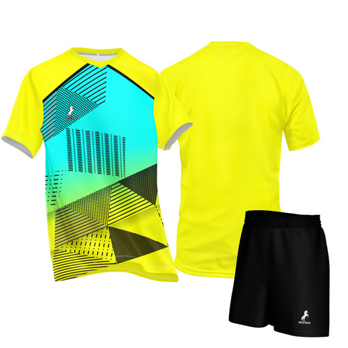 Volleyball Playing Kit Dryfit -Black-Lemon Yellow- RVB115 | REENIX.IN