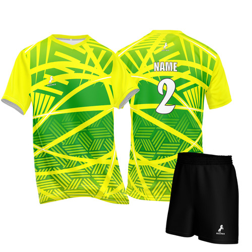 Volleyball Playing Kit Dryfit -Black-Lemon Yellow- RVB91 | REENIX.IN