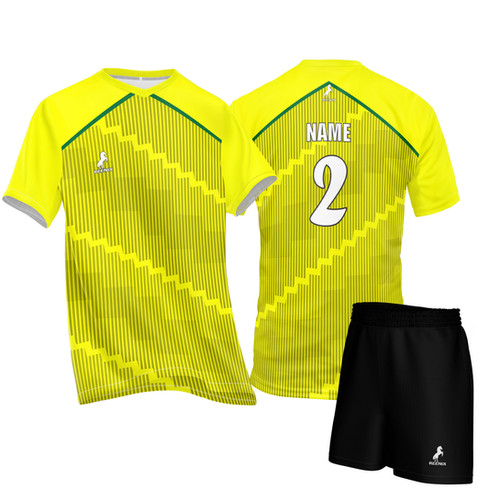 Volleyball Playing Kit Black-Lemon Yellow Dryfit - Graphic printed CUZ ...