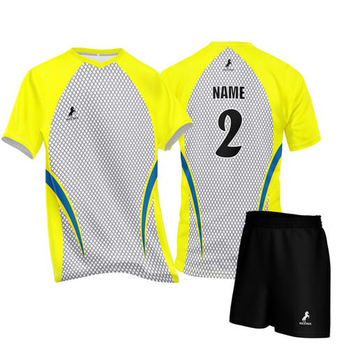 Volleyball Playing Kit Black-Lemon Yellow Dryfit - Graphic printed CUZ ...