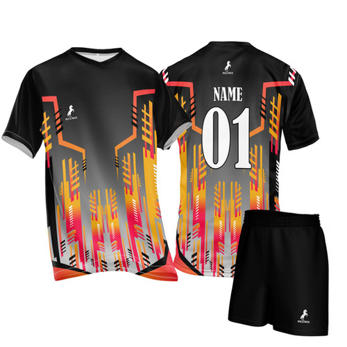Volleyball Playing Kit Black-Orange Dryfit - Graphic printed CUZ-VB37 ...