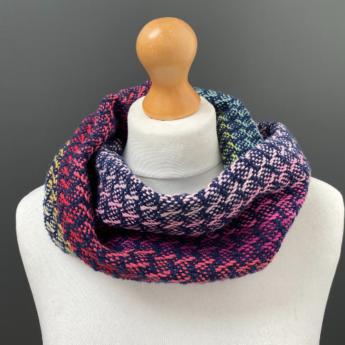 Handwoven bright cotton snood UK | Designer luxury scarf