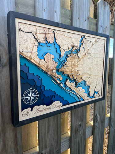 Wood Map - St. Andrews Bay, Florida | White Sands Woodwork