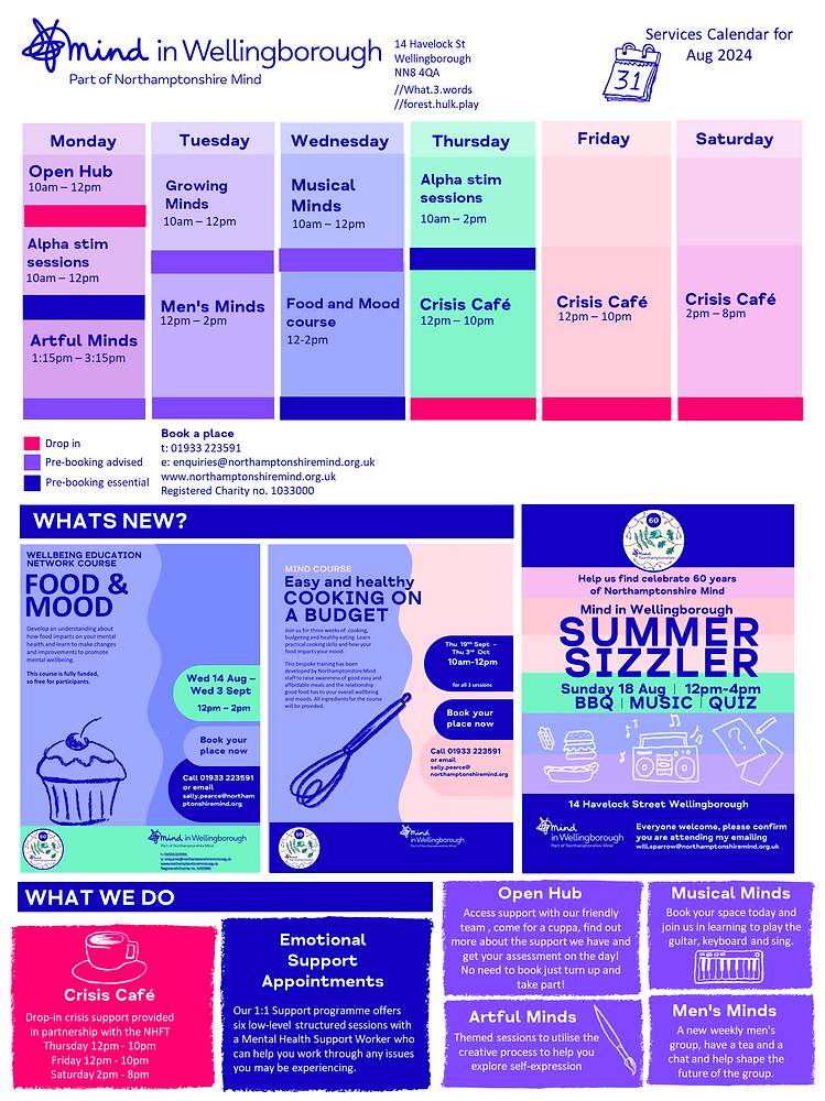 Timetables | NorthamptonshireMind