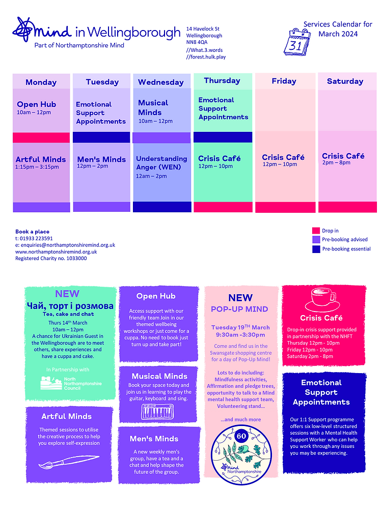 Timetables | NorthamptonshireMind