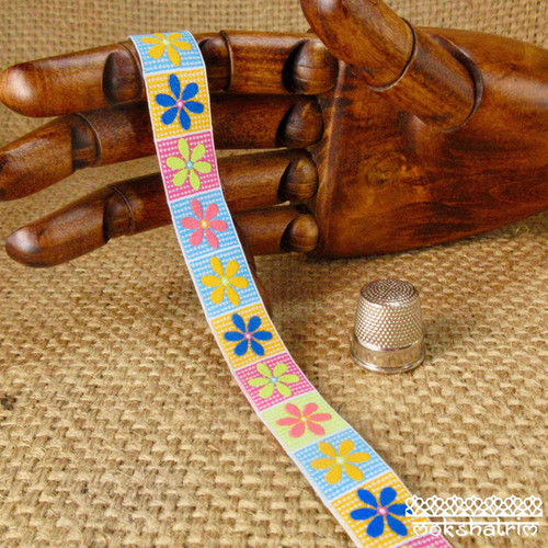Coloured Daisy Flower Ribbon M932 | Mokshatrim | Haberdashery