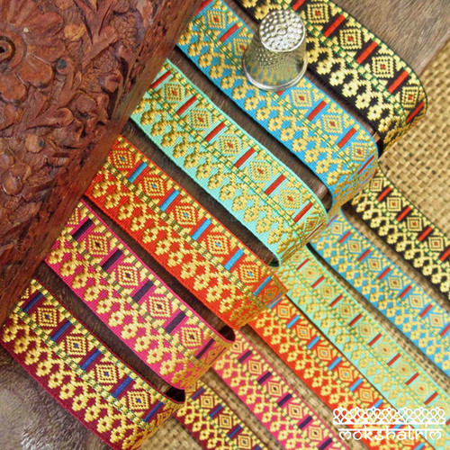 Indian Ethnic Fretwork Jacquard Ribbon MA1906 | Mokshatrim | Haberdashery