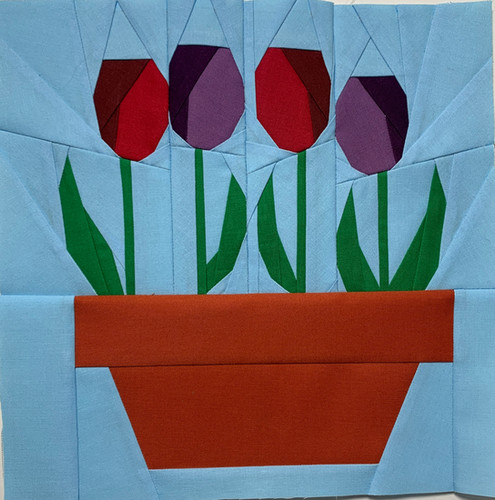 Tulip Spring Floral Pot Foundation Paper Piecing Pattern | Pitcher's ...