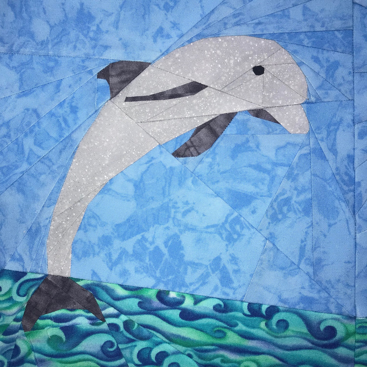 Two Dolphins Jumping Foundation Paper Piecing Pattern | Pitcher's Boutique