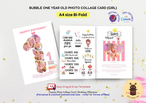 Number 1 Birthday Card with Profile/Favorite Things (Girl) Canva ...