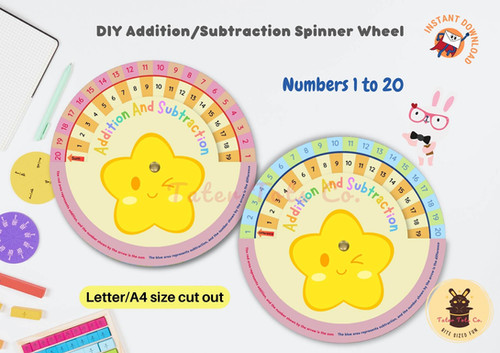 Addition and Subtraction Spinner Wheel for Numbers 1 to 20 Instant ...