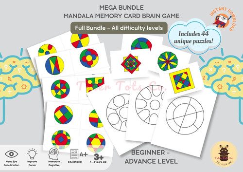 Mandala Memory Game: Brain Training Full Mega Bundle Beginner to Advance | Tater Tots Co.