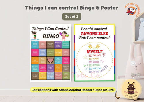 Self Control Kids Bingo Card Game and Poster, Emotional Regulation ...