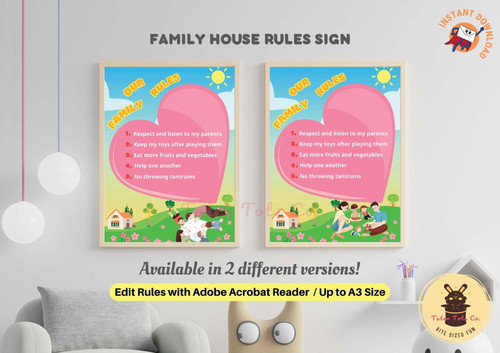 Simple Home and House Rules Sign for a Happy and Harmonious Family ...