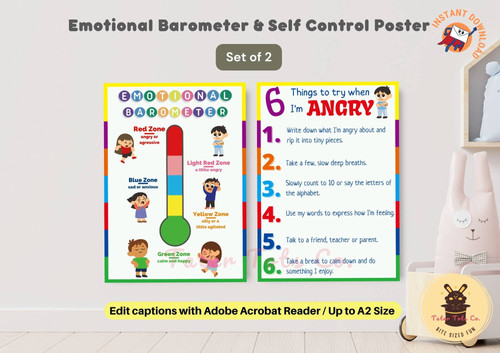 Zones of Emotional Regulation Self Control Posters, Emotions Barometer ...