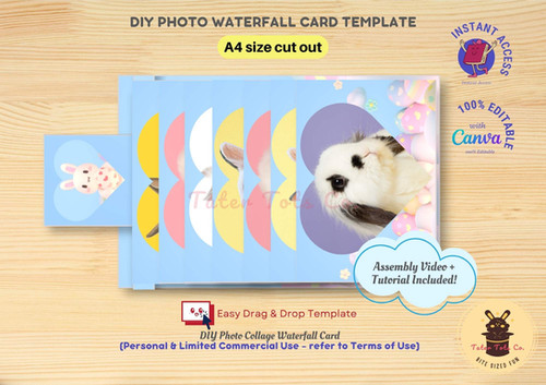 DIY Photo Waterfall Card Template | Assembly Guide Video - Instant ...