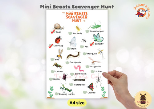 Watercolor Insect Mini Beasts Scavenger Hunt Checklist: Instant ...