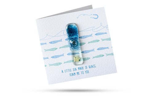 Seafoam Stick (Fish) MAGNET Fused Glass Card | dreyaglass