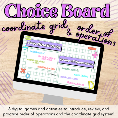 Coordinate Grid & Order of Operations Choice Board | MrsPhillipsN5th