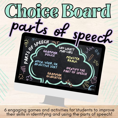 Parts of Speech Choice Board | MrsPhillipsN5th