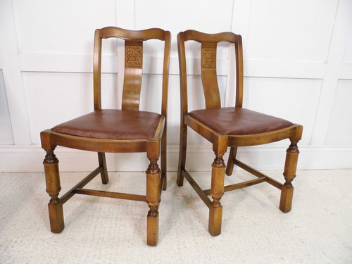 Vintage Utility stamped 1940s WW2 oak rexine dining chairs CC41 designs ...