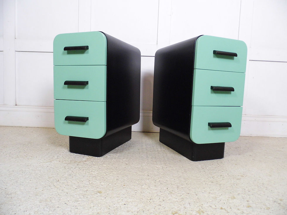 Vintage Art deco Czech furniture CC41 Curved bedside cabinets Halabala ...